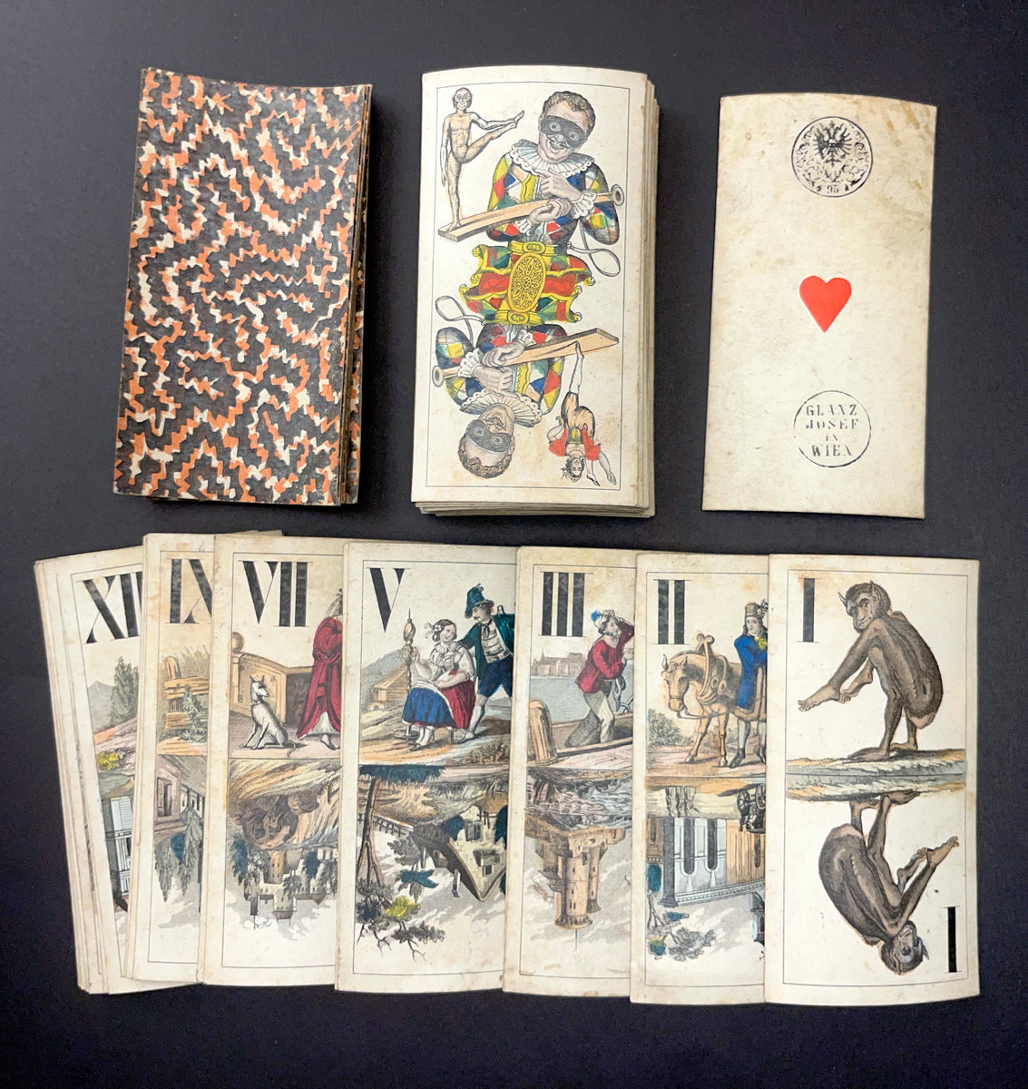 c.1870 Austrian Monkey Tarot by Josef Glanz – McClosky's Antiquarian ...
